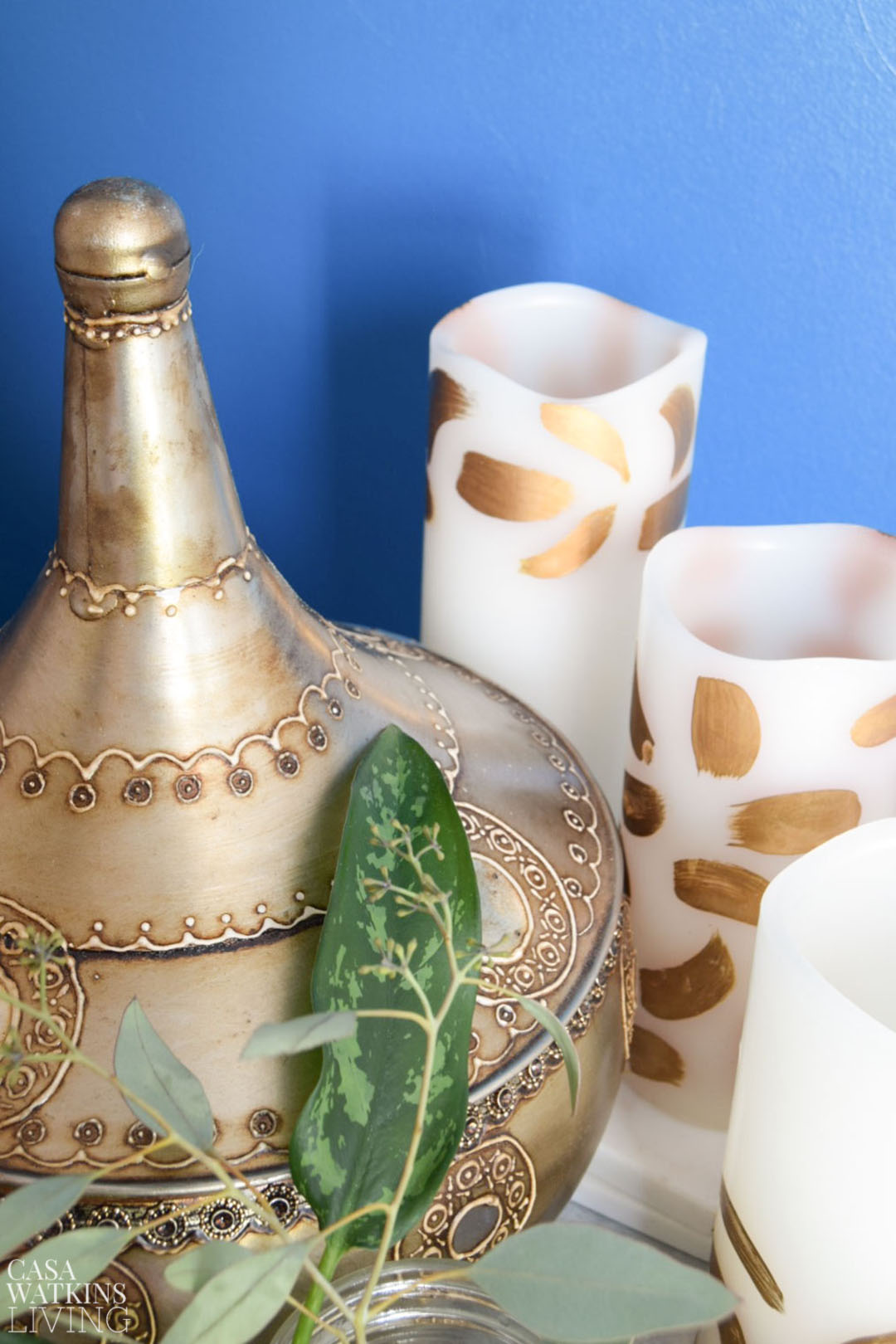 DIY Brush Stroke Painted Candles - Casa Watkins Living