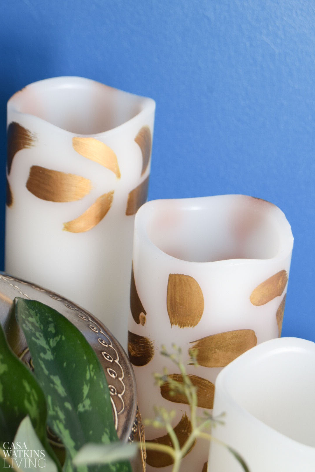 DIY Brush Stroke Painted Candles - Casa Watkins Living