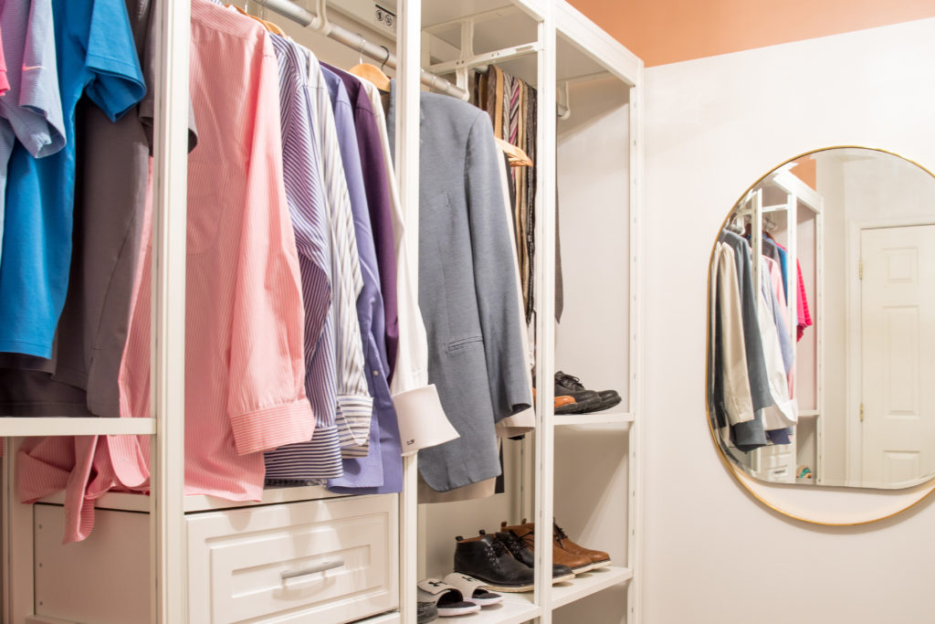Modern Bohemian Style Walk-In Closet Makeover: His Side - Casa Watkins ...
