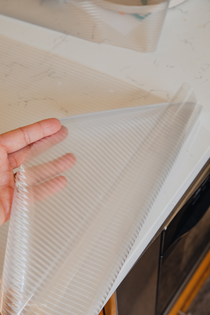 Easy kitchen cabinet update with reeded glass window film - Casa ...
